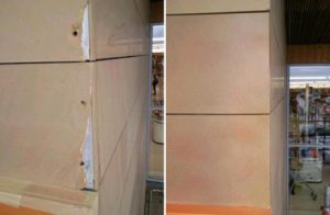 Reconstituted stone facade cladding repair